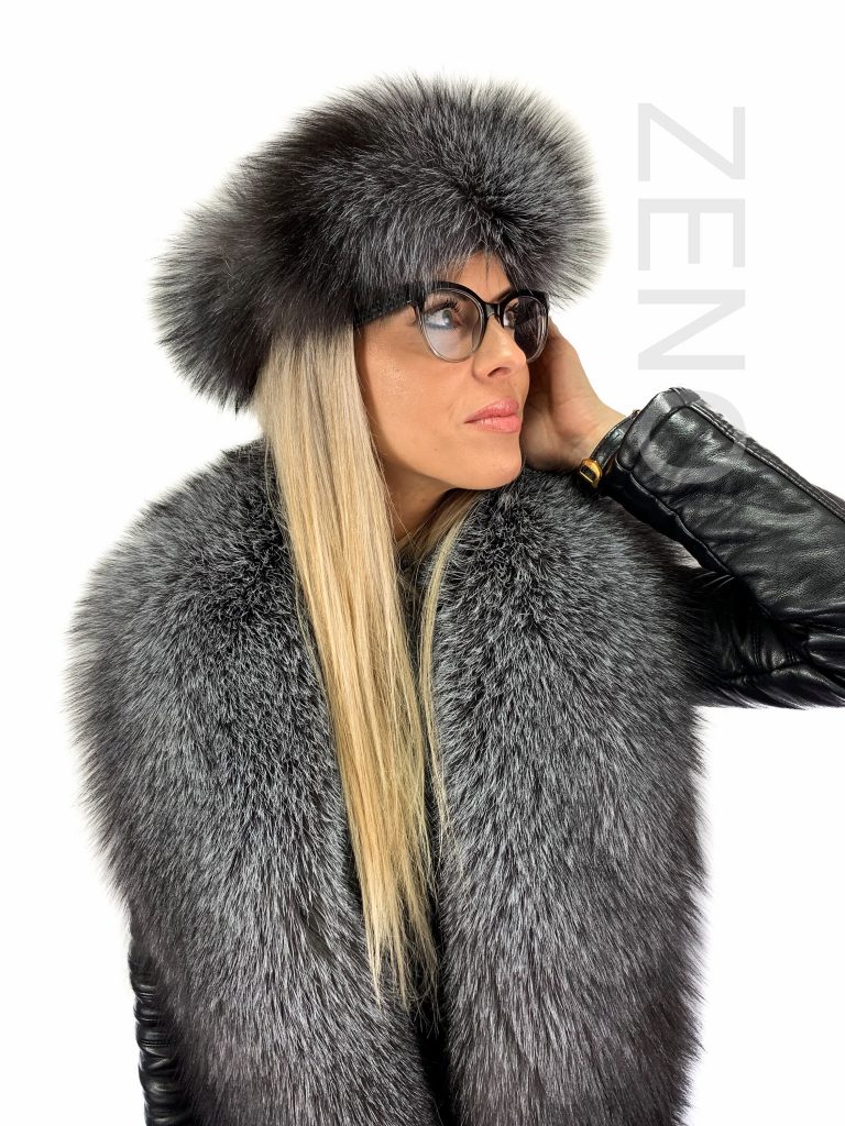 Blue Frost Fox Fur Stole 63” (160cm) + Transforming Cuffs / Tails ...