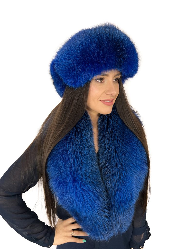 Blue Frost Fox Fur Collar 47” (120cm) + Transforming Cuffs / Headband ...
